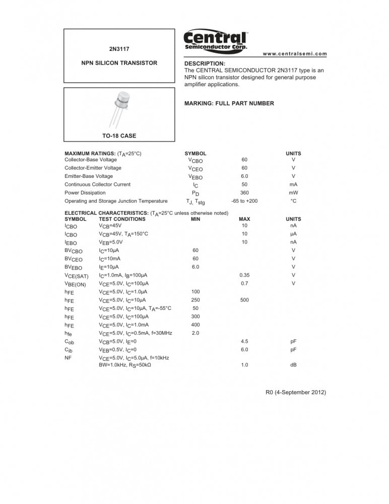 2N3117 PBFREE datasheet page 1
