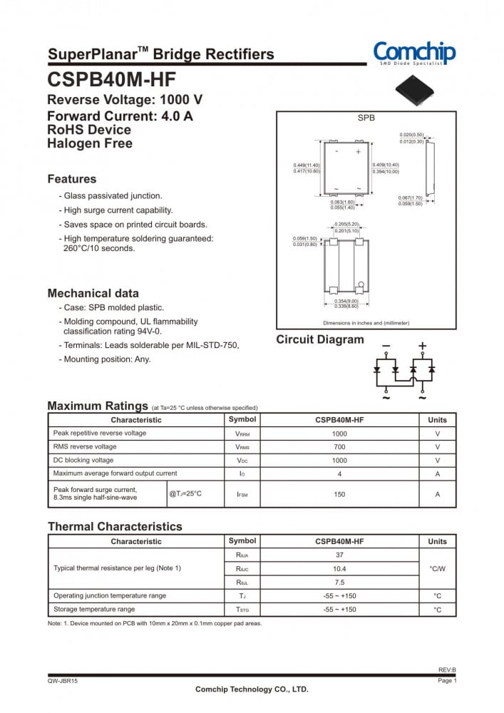 CSPB40M-HF datasheet page 1