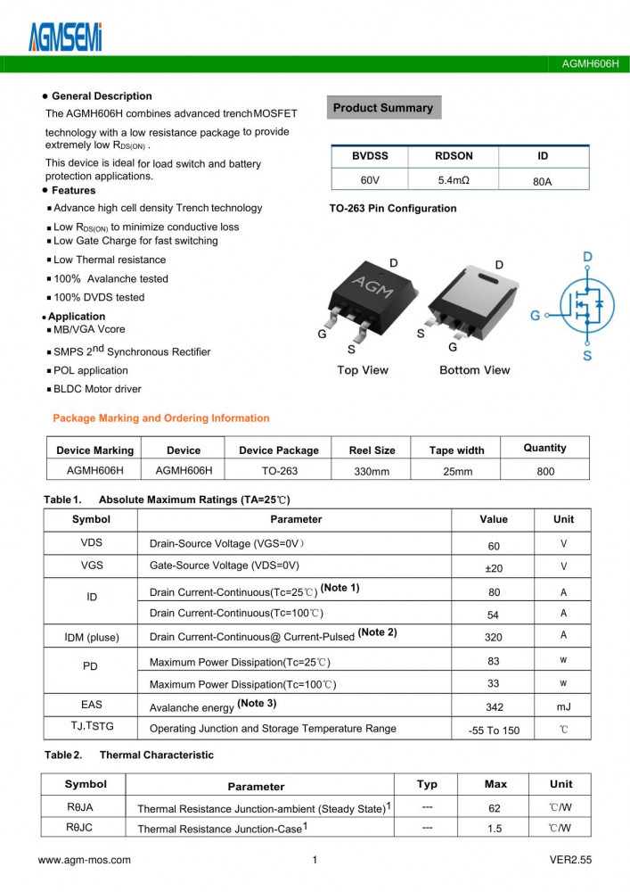 AGMH606H datasheet page 1