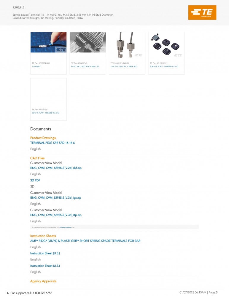 TE Connectivity 52935-2 product document page 5
