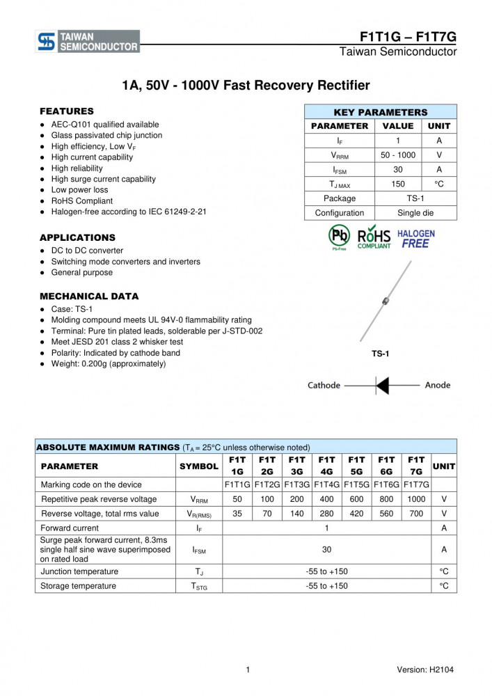 F1T6G datasheet page 1