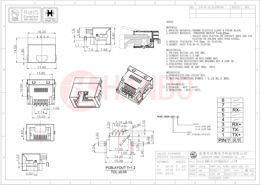 RJ45-3005-201-21 technical document preview