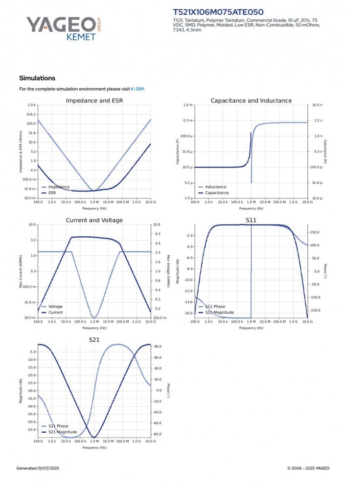 KEMET T521X106M075ATE050 technical document page 2
