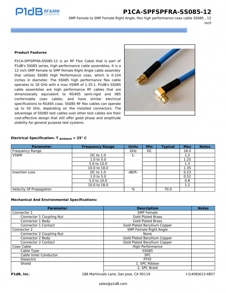 P1CA-SPFSPFRA-SS085-12 product document image, page 1