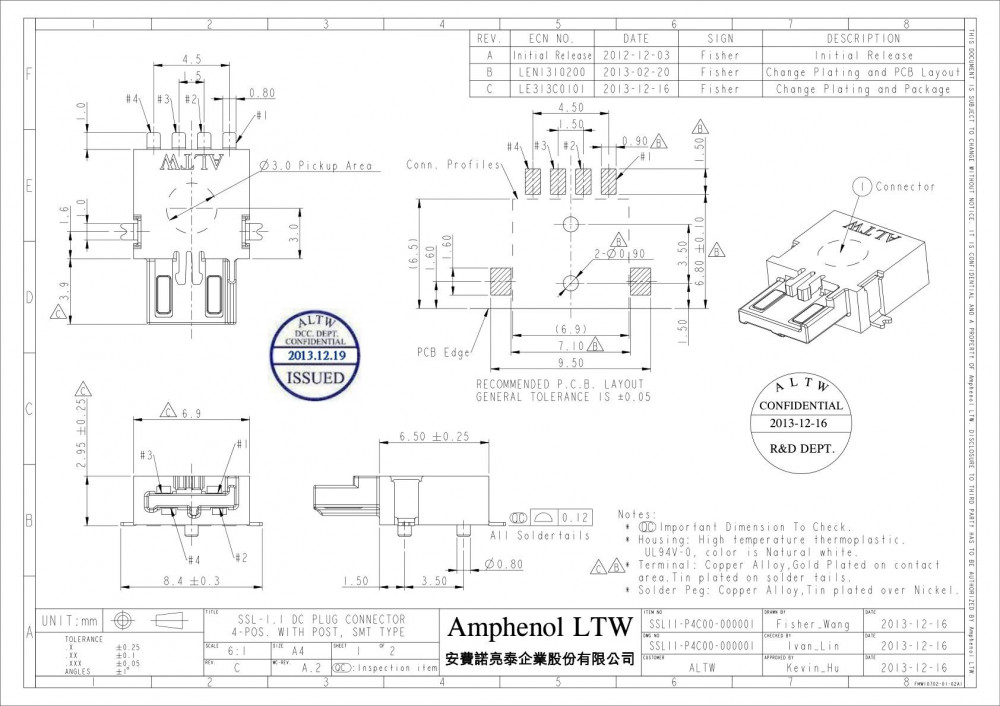 SSL11-P4C00-000001 technical drawing sheet 1