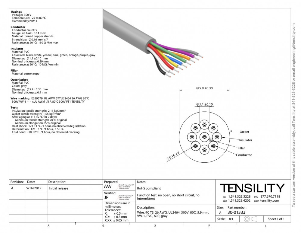 Tensility International 30-01333 product drawing preview