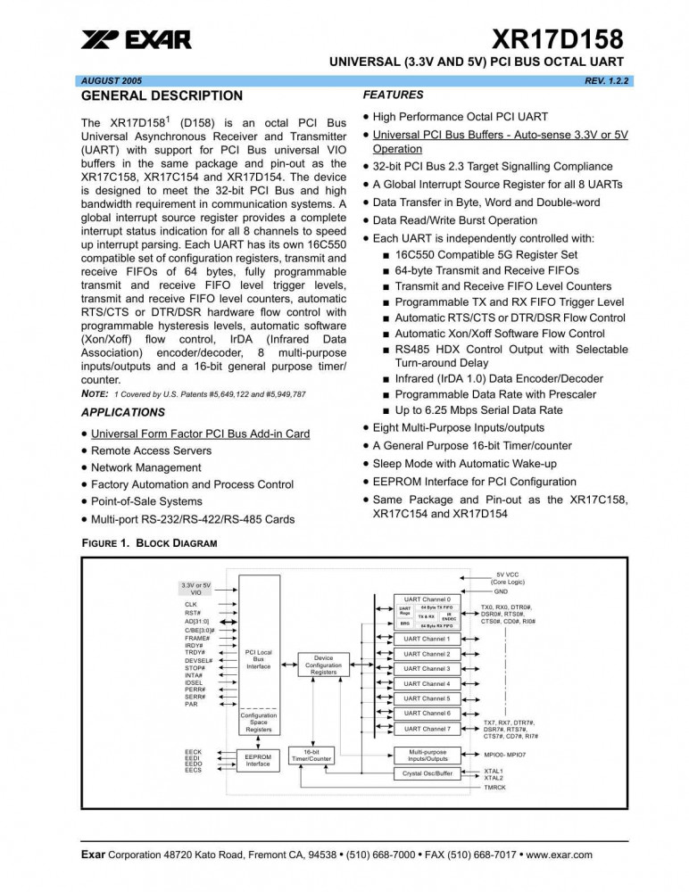 XR17D158IV-F datasheet page 1