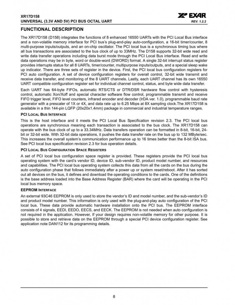 XR17D158IV-F datasheet page 8