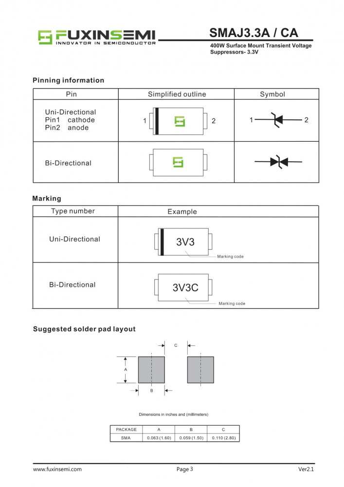 SMAJ3.3CA datasheet page 3