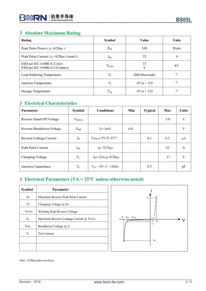 BORN BS05L datasheet page 2