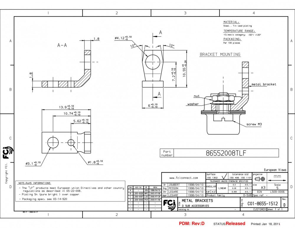 Amphenol 86552008TLF technical document page