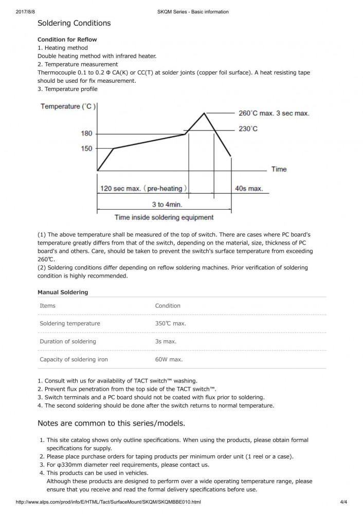 SKQMBBE010 soldering conditions