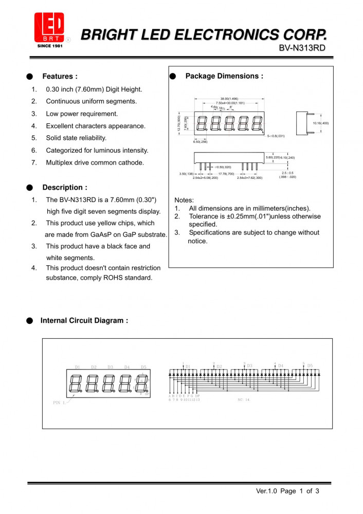 BV-N313RD datasheet page 1