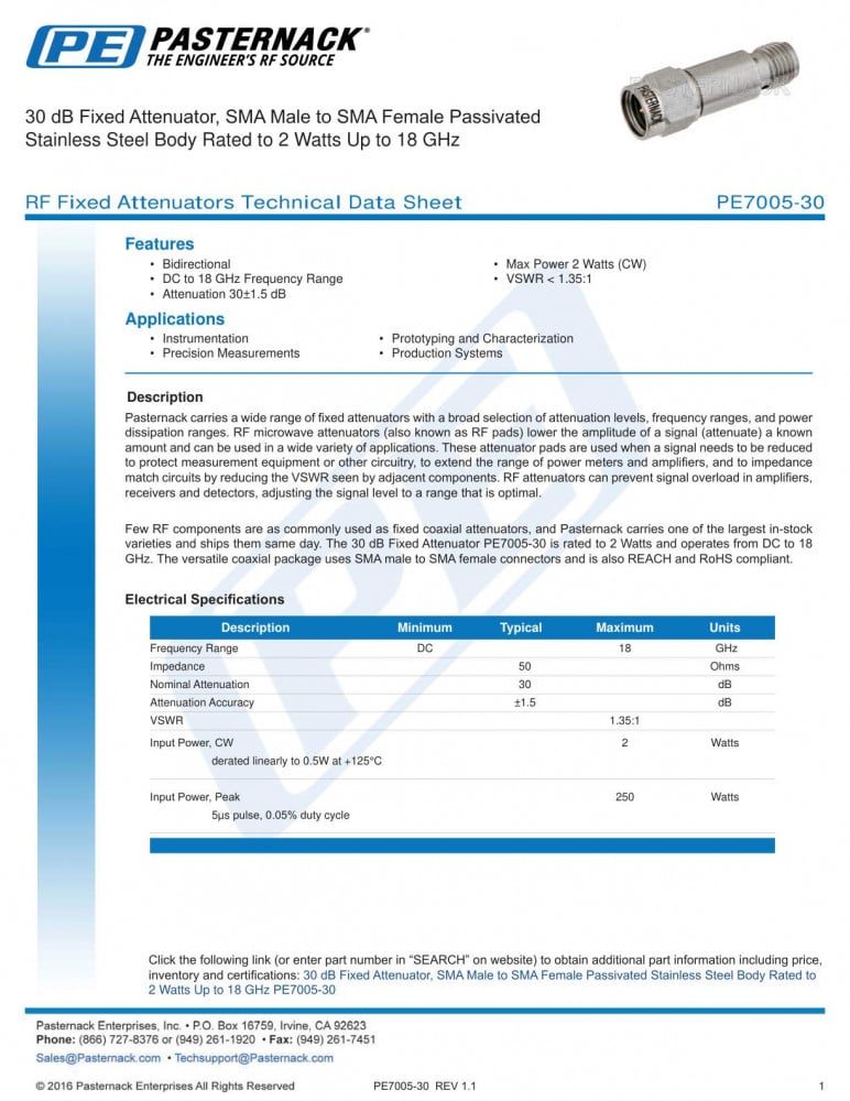 PE7005-30 technical document page 1