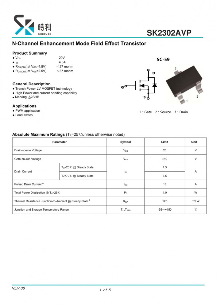 SK2302AVP datasheet page 1