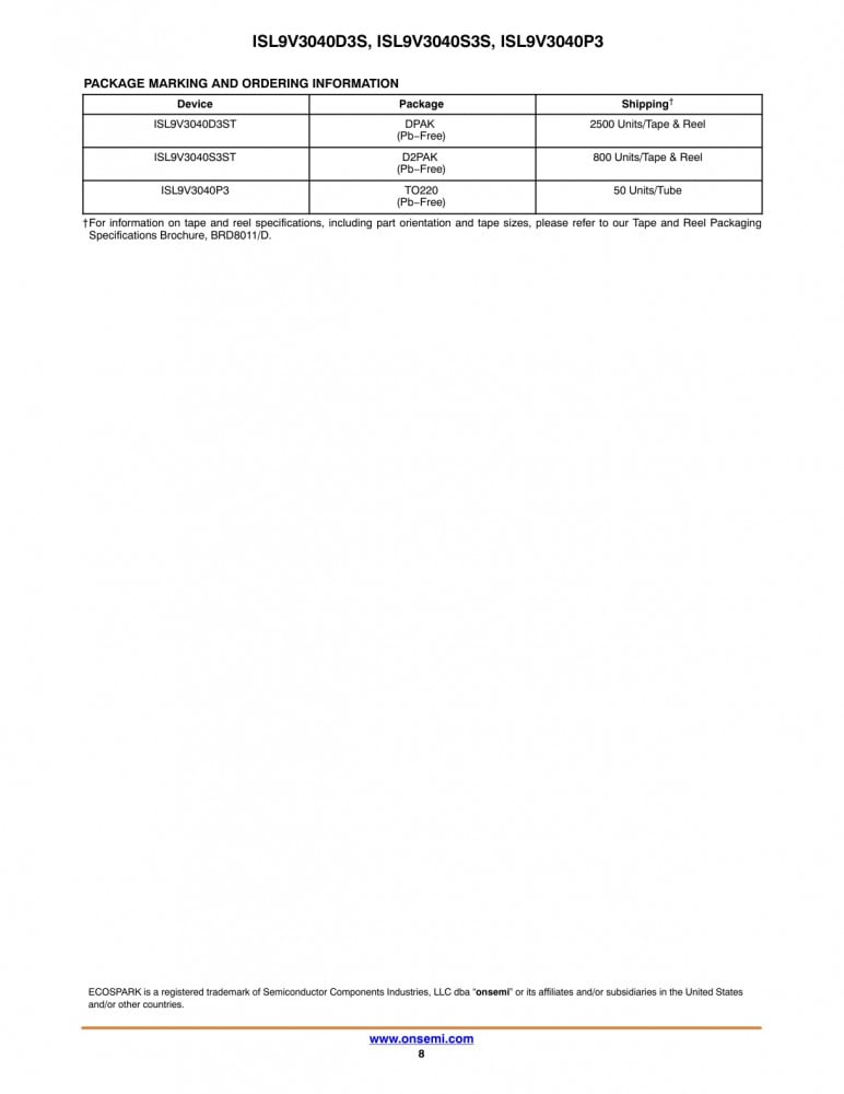 ISL9V3040D3ST datasheet page 8