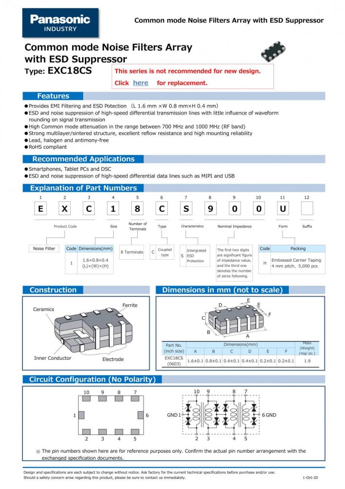 EXC-18CS350U technical document page 1