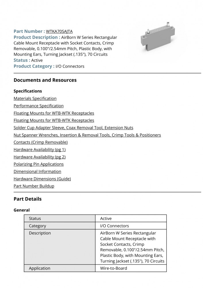 WTKA70SAJTA technical document image 1
