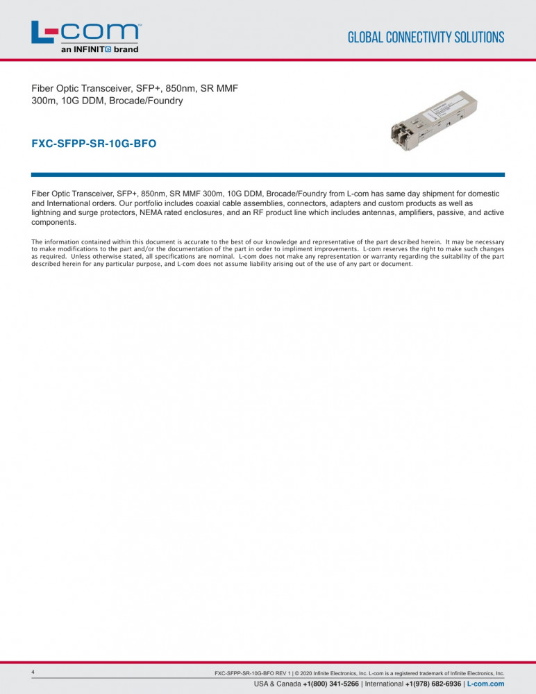 FXC-SFPP-SR-10G-BFO datasheet page 4