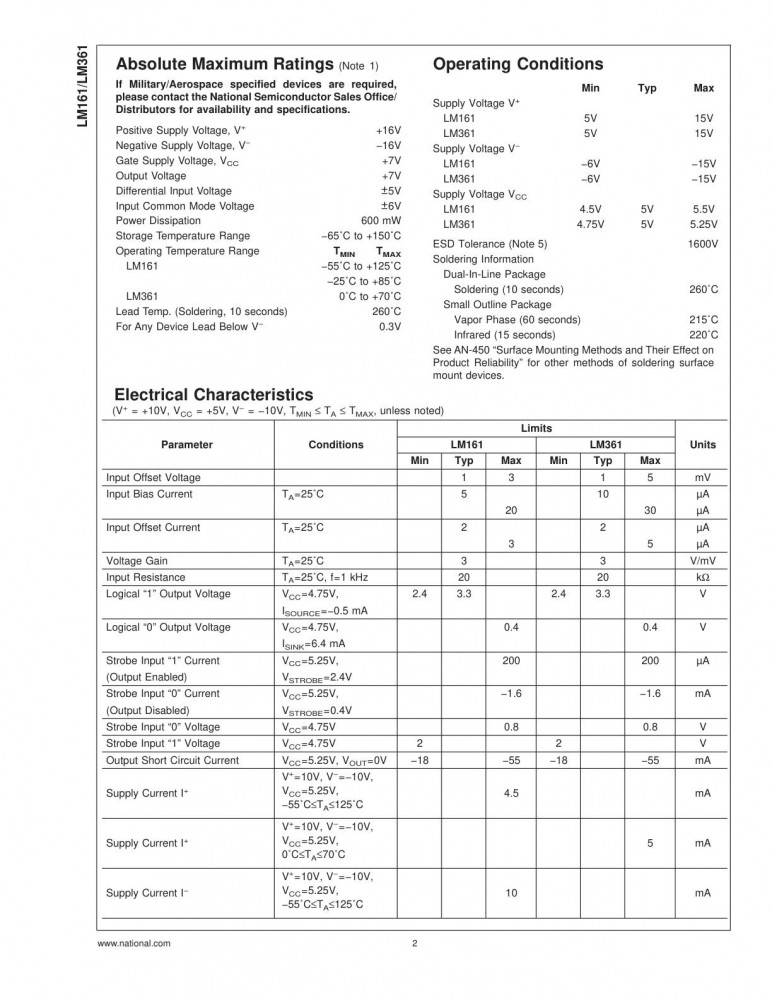 LM161H/883 datasheet page 3