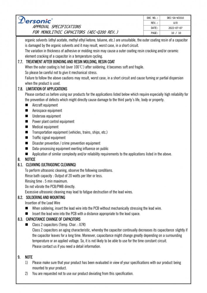 Dersonic approval specification page 10