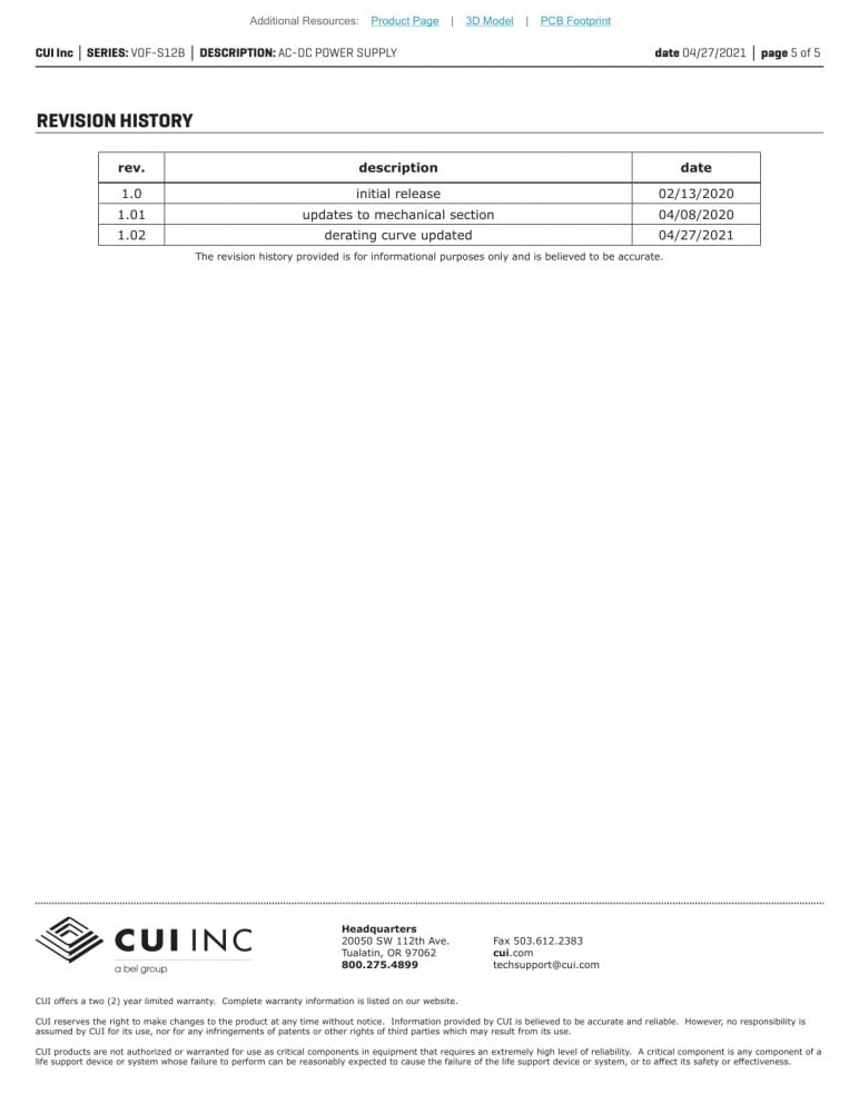 VOF-S12B series datasheet page 5