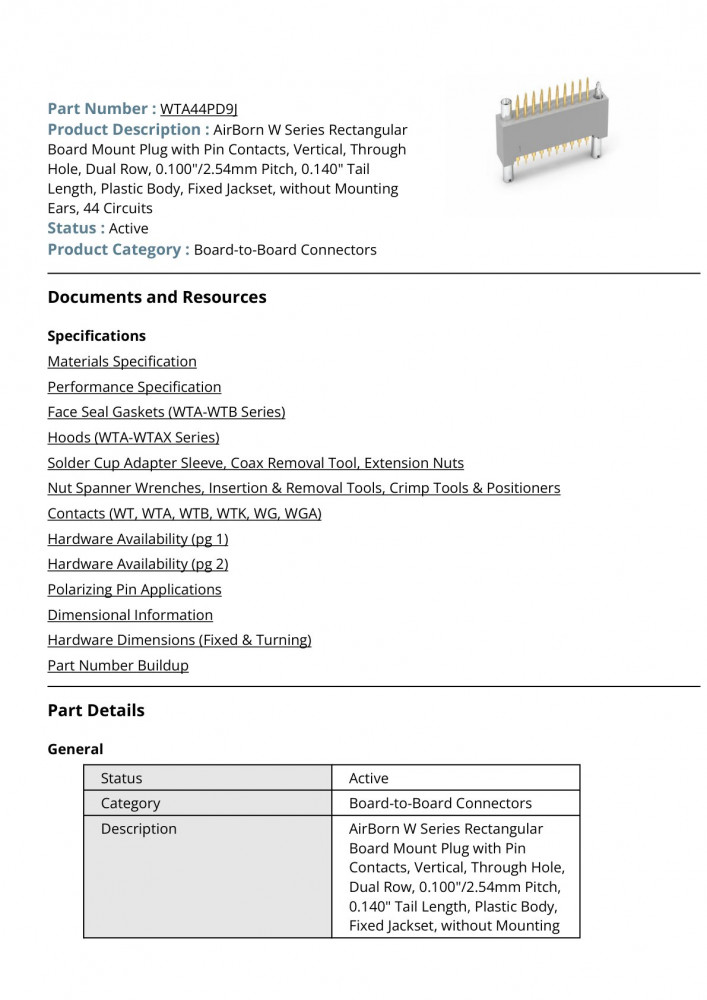 WTA44PD9J technical document page 1