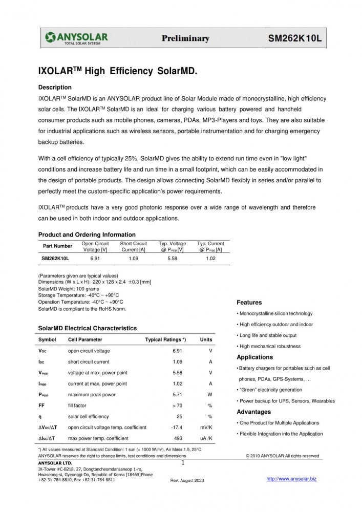 SM262K10L datasheet page 1