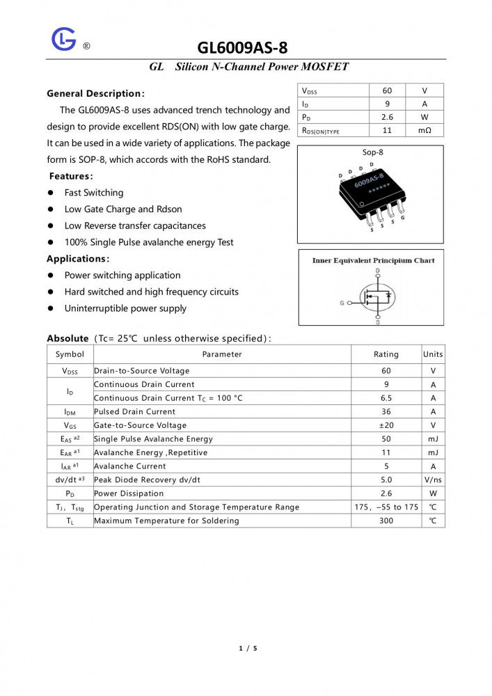 GL6009AS-8 datasheet page 1