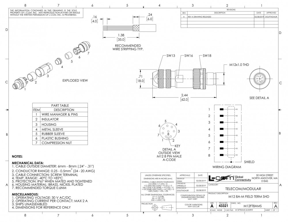 L-com M12FT8AMS technical drawing preview