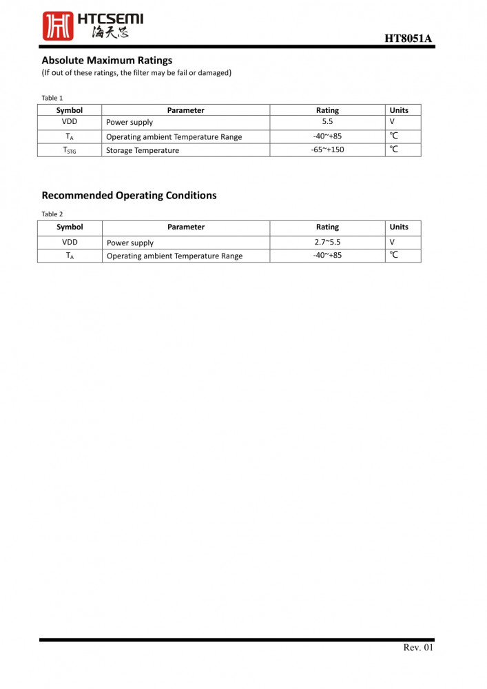 HT8051ARTZ datasheet page 2
