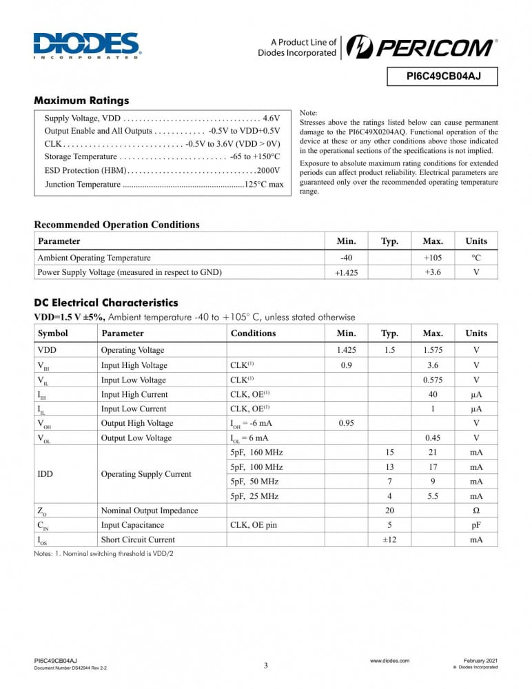 PI6C49CB04AJWEX datasheet page 3