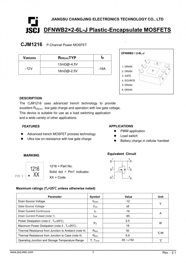 CJM1216 datasheet page 1