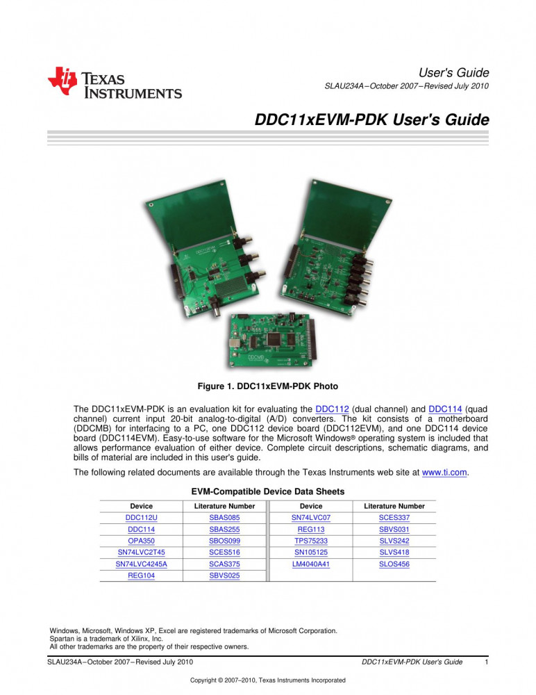 DDC11XEVM-PDK document image, page 1