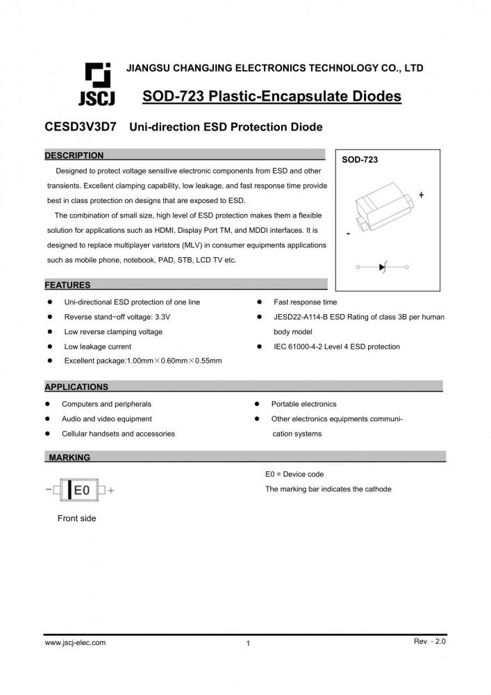 CESD3V3D7 datasheet page 1
