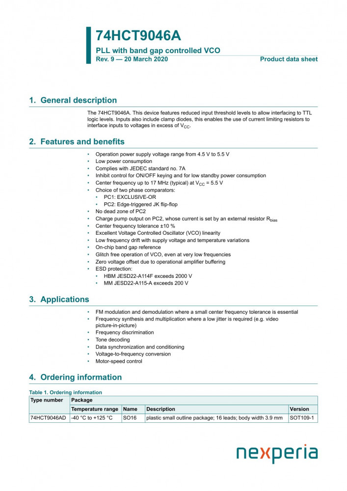 74HCT9046A datasheet page 1