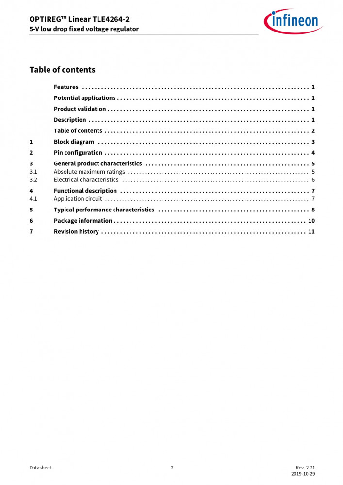 TLE42642GHTSA2 datasheet page 2