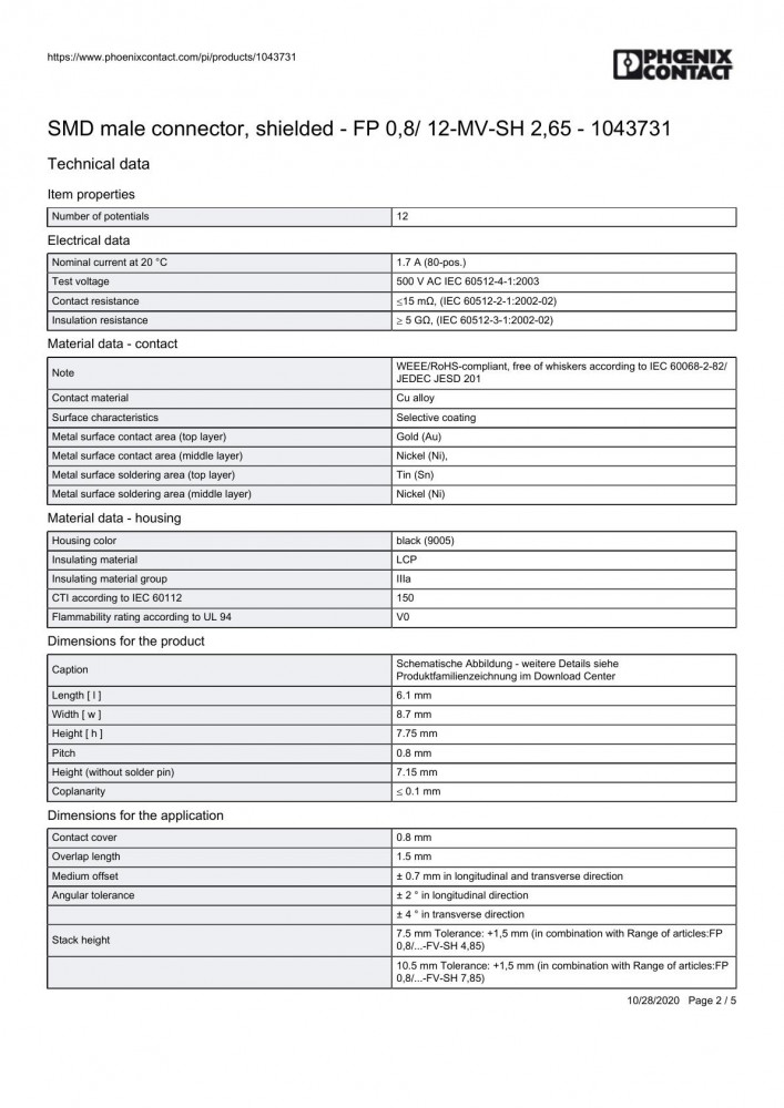 Phoenix Contact 1043731 technical document page 2