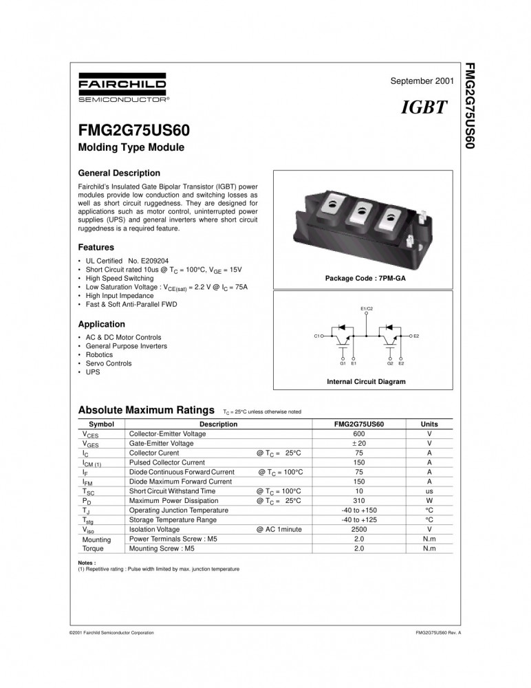 FMG2G75US60 datasheet page 1