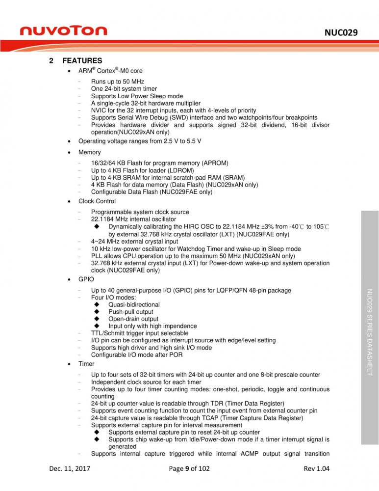 NUC029 datasheet page 9