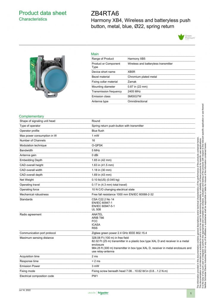 ZB4RTA6 technical document page 1