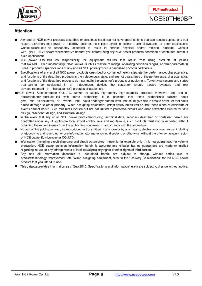 NCE30TH60BP datasheet page 8