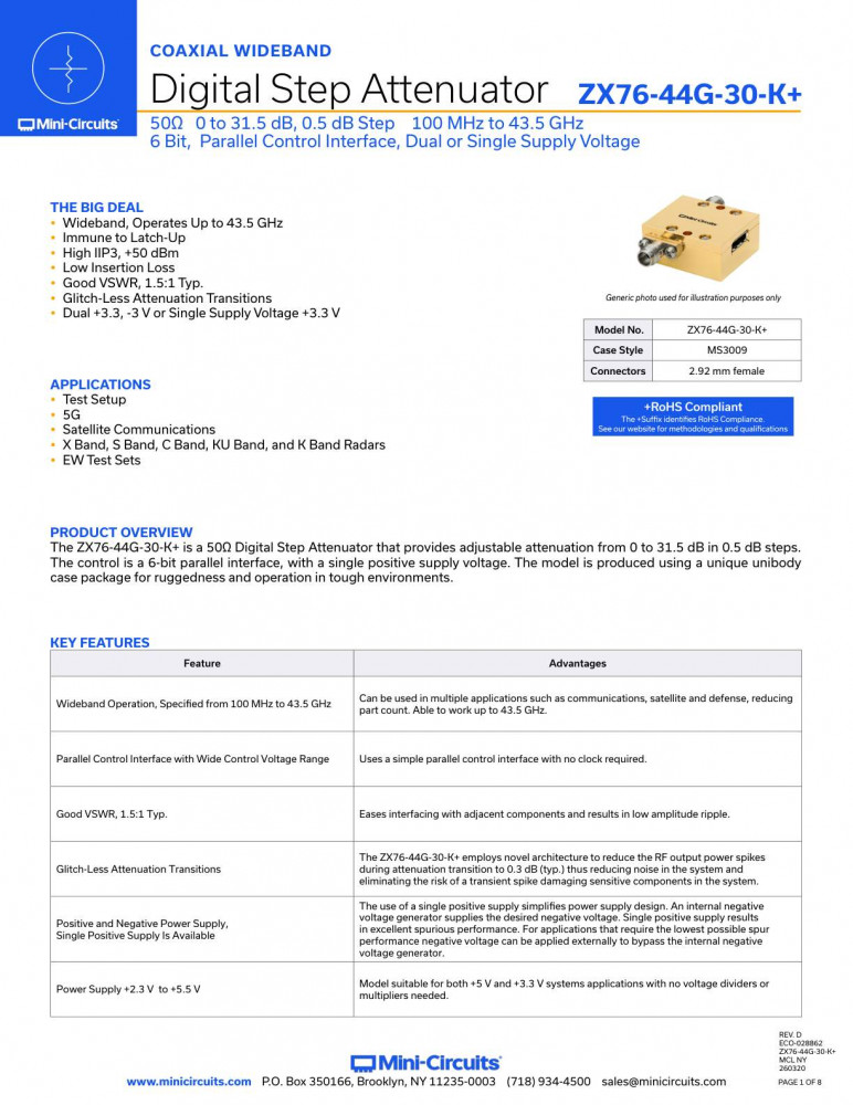 ZX76-44G-30-K+ datasheet page 1