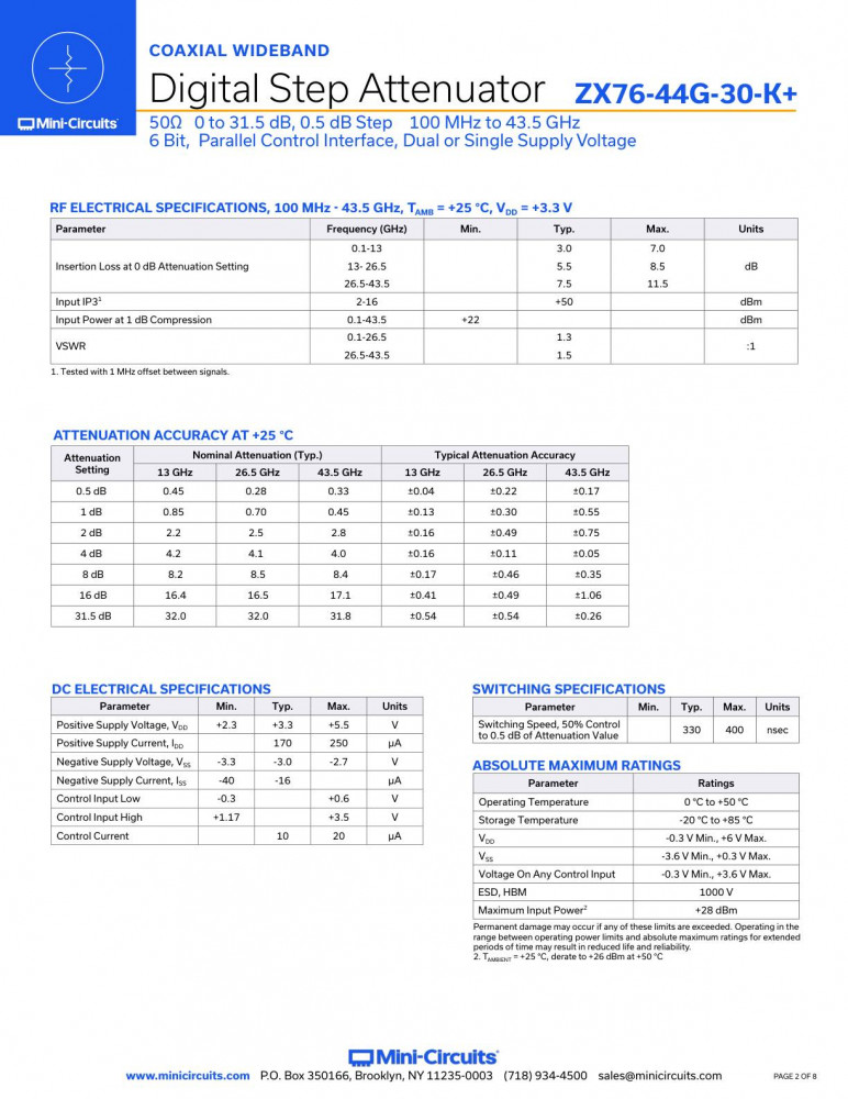 ZX76-44G-30-K+ datasheet page 2