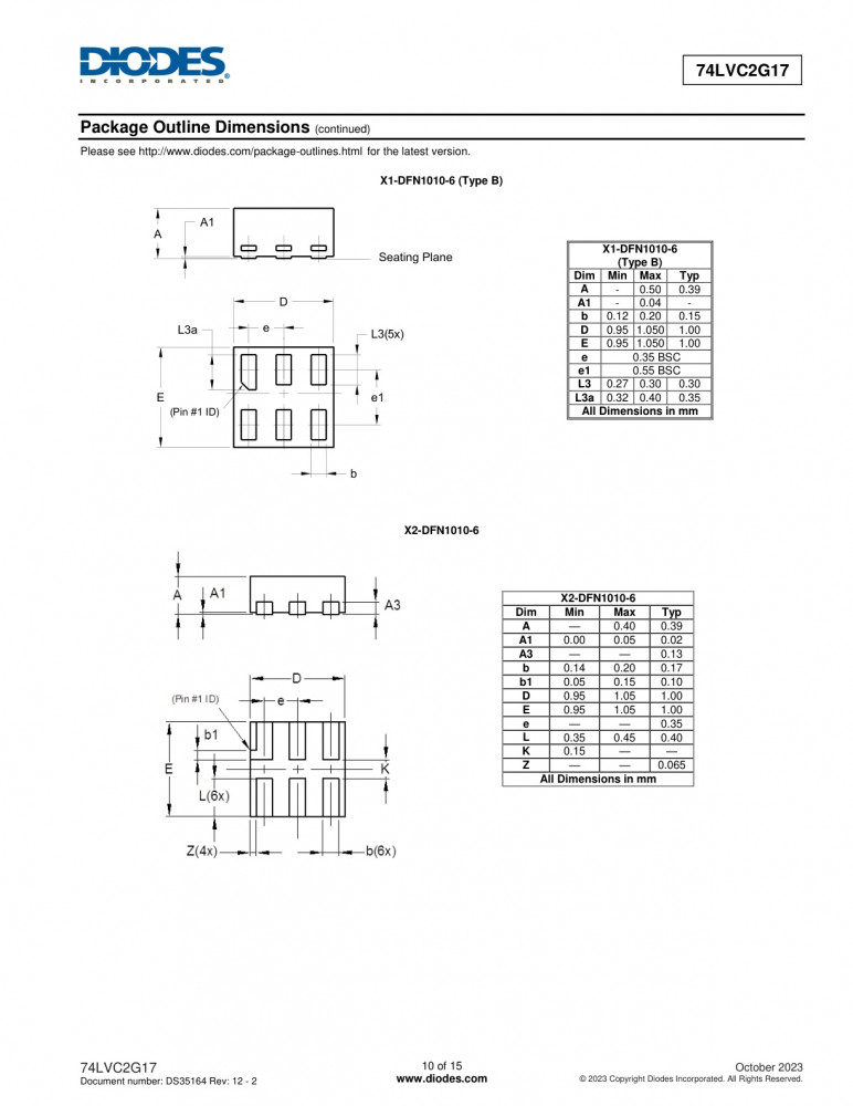 74LVC2G17FX4-7 datasheet page 10