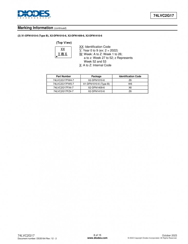 74LVC2G17FX4-7 datasheet page 8