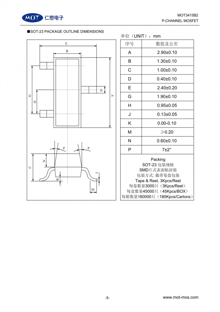 MOT3415B2 datasheet page 5
