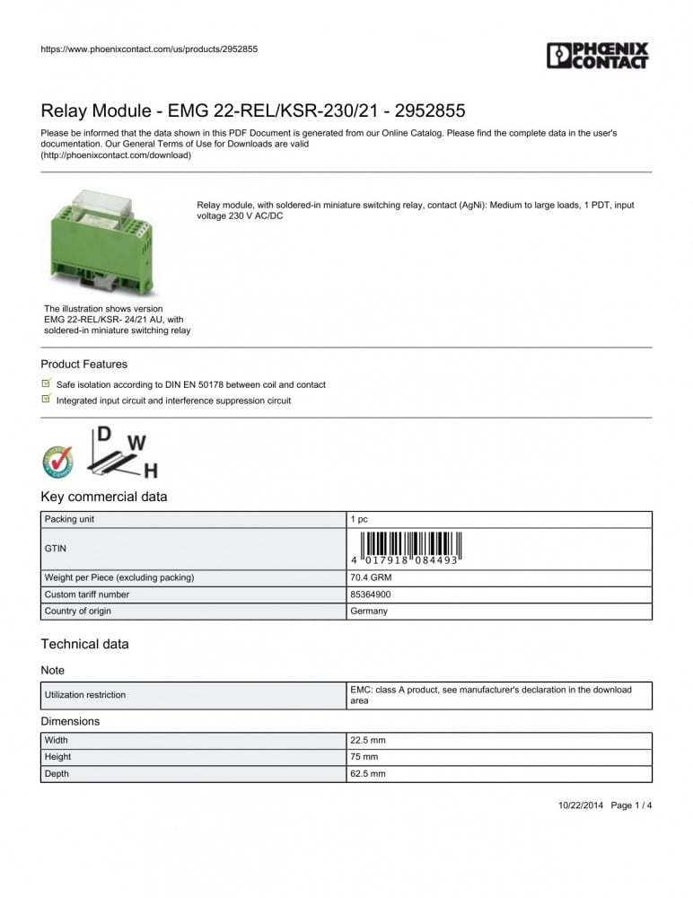 2952855 product document page 1