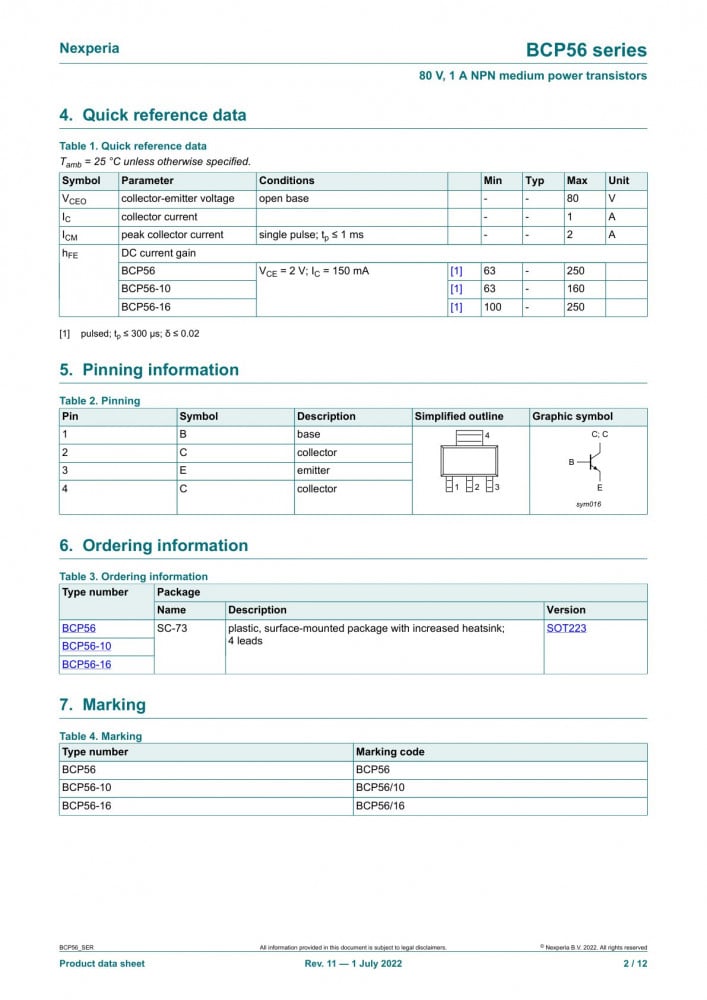 BCP56-16 datasheet page 2