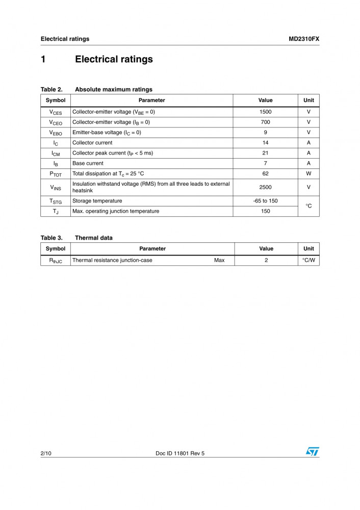 MD2310FX datasheet page 2